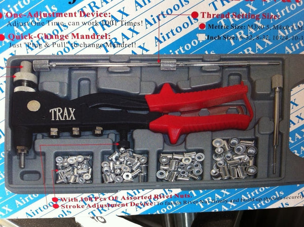 Trax Hand Rivet Nut Tool Kit : ARX-HRN2P captive nut tool M3 M4 M5 M6 ...